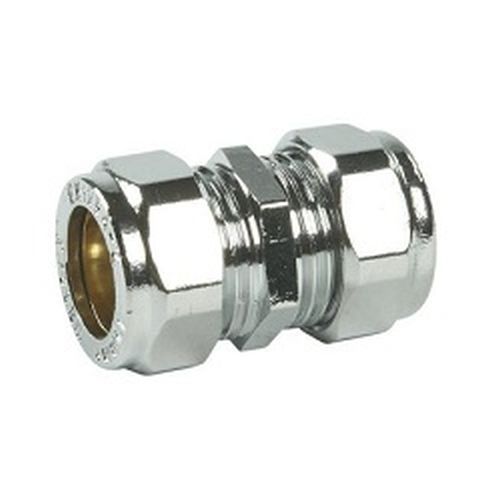 Chrome Compression 15mm Equal Coupler | ukhps.co.uk