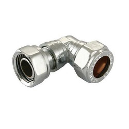 Chrome Compression 15mm x 1/2" Bent Tap Connector | ukhps.co.uk