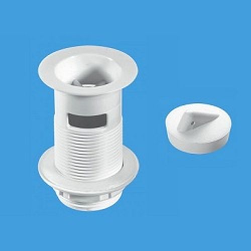 McAlpine W1A 1¼" Backnut Unslotted Basin Waste White Plastic With Plug ...
